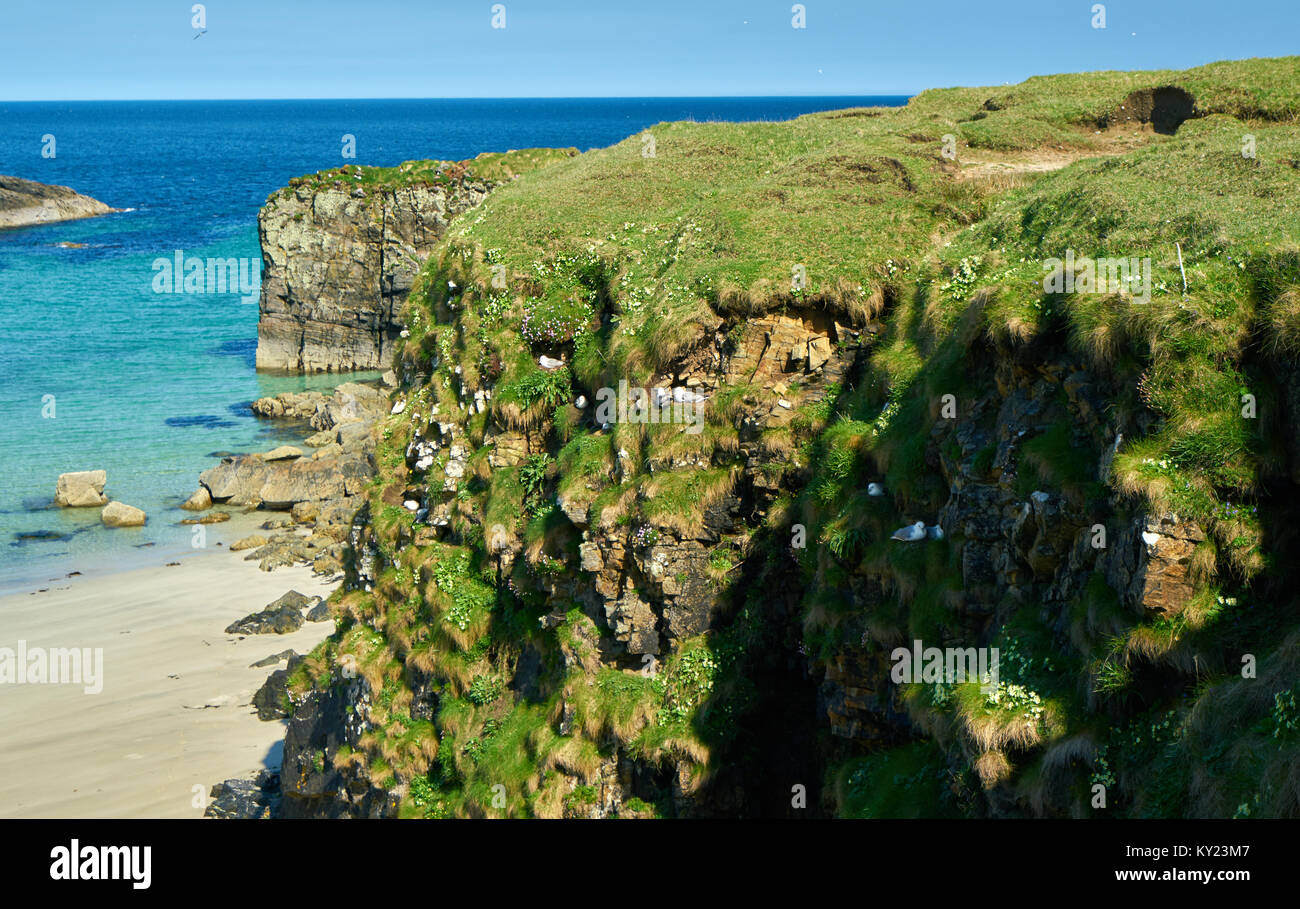 Sandy bay with turquoise sea at Port Stoth, The Butt of Lewis, Isle of ...