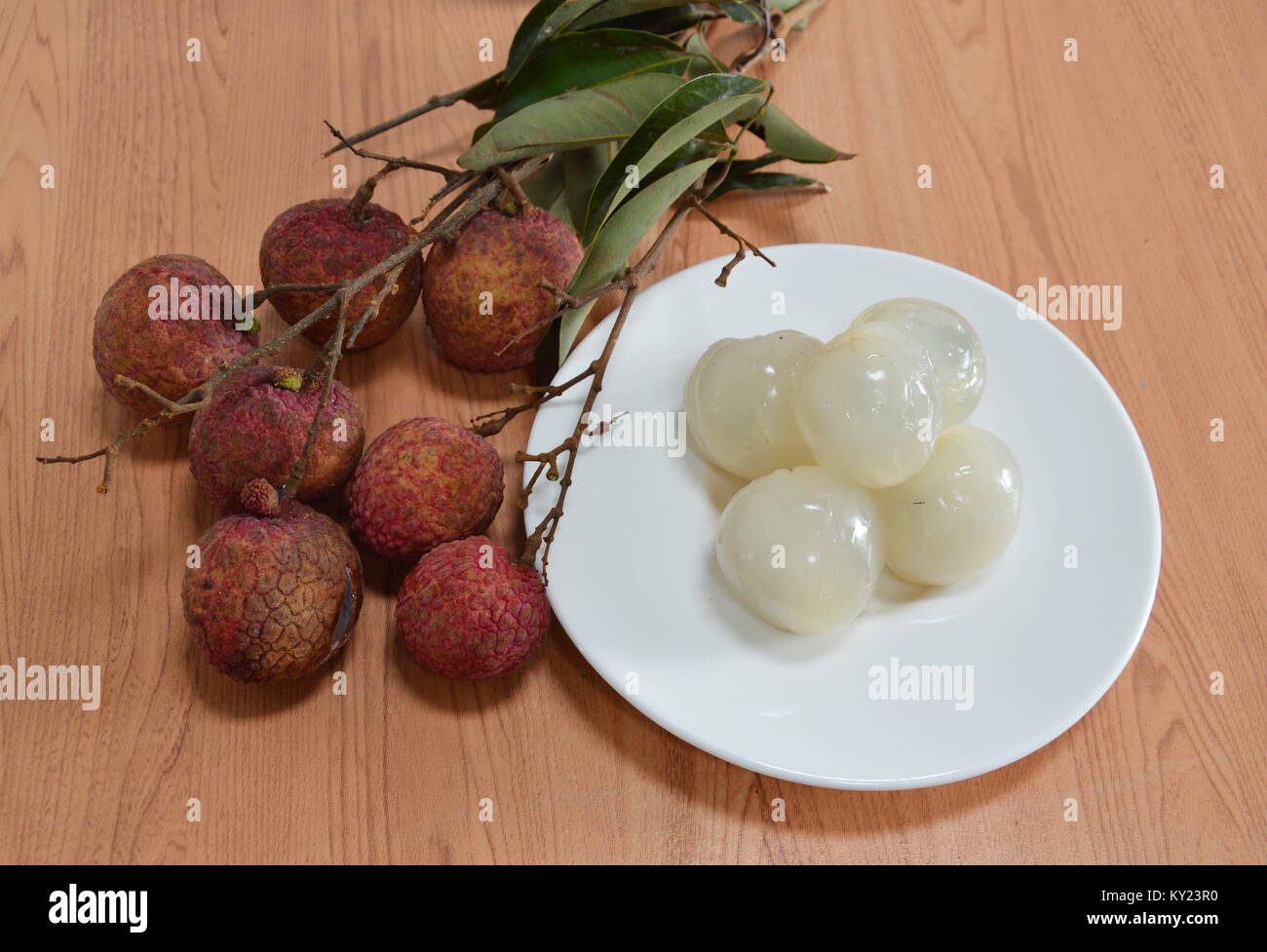 lychee tropical fruit on plate Stock Photo - Alamy
