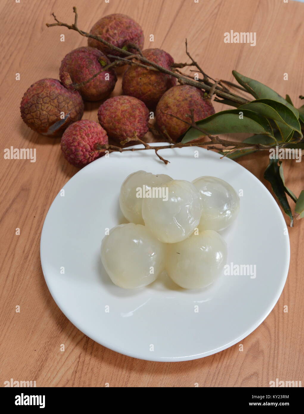 lychee tropical fruit on plate Stock Photo - Alamy