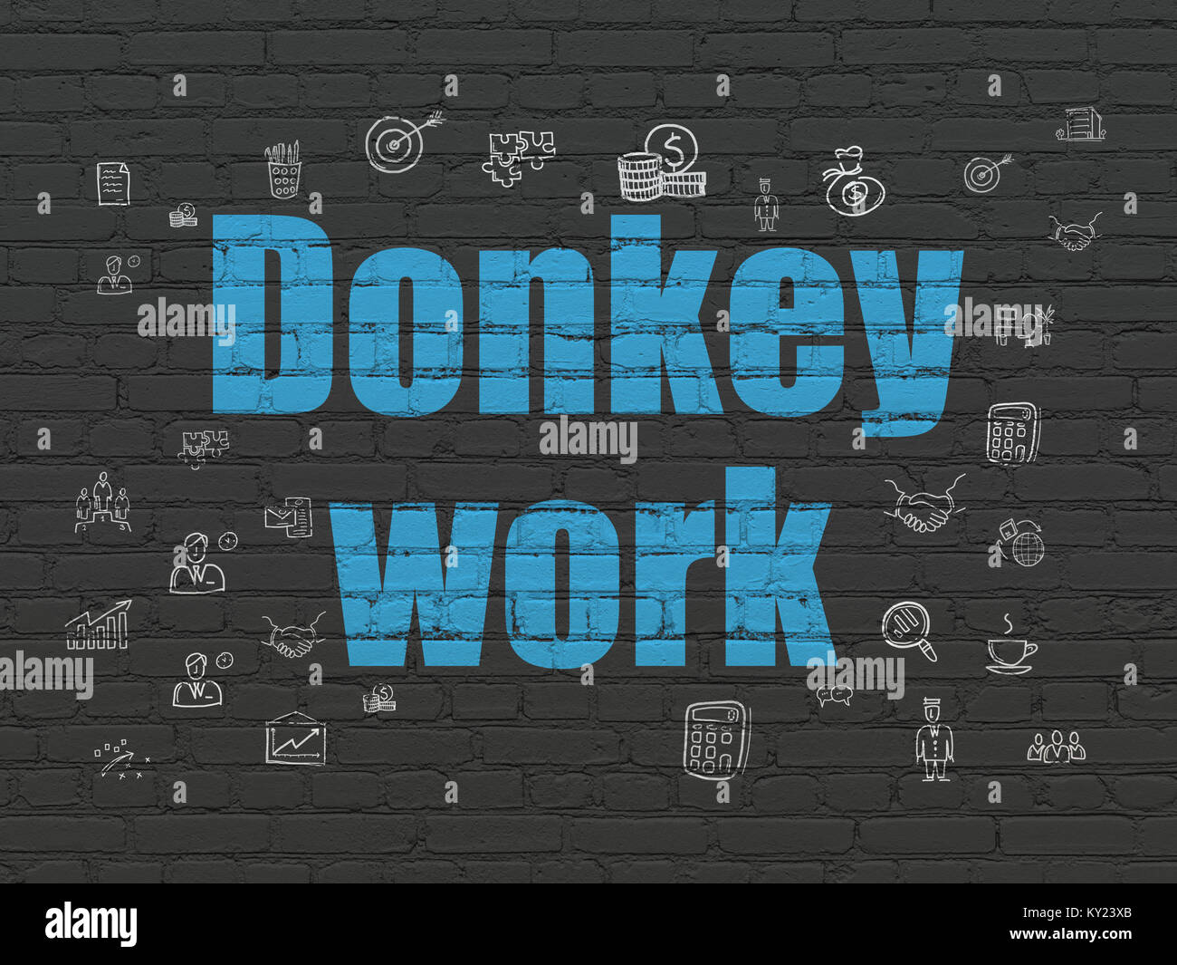 Business concept: Donkey Work on wall background Stock Photo - Alamy