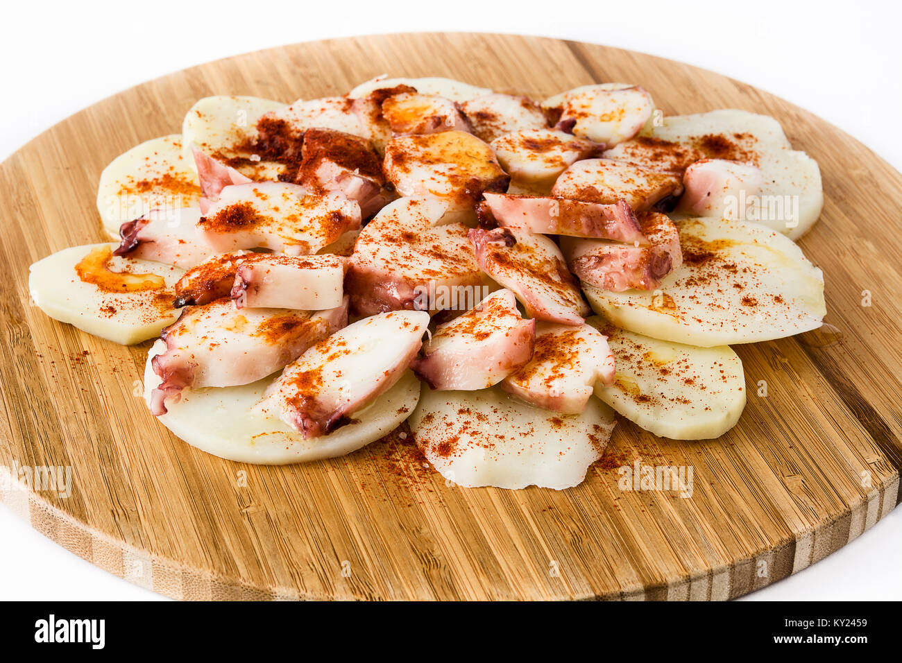 Pulpo a la gallega. Galician octopus on wood. Typical spanish food ...