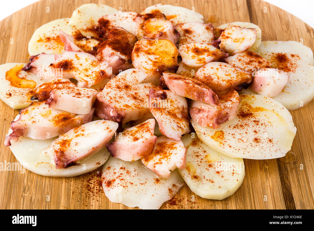 Pulpo a la gallega. Galician octopus on wood. Typical spanish food ...