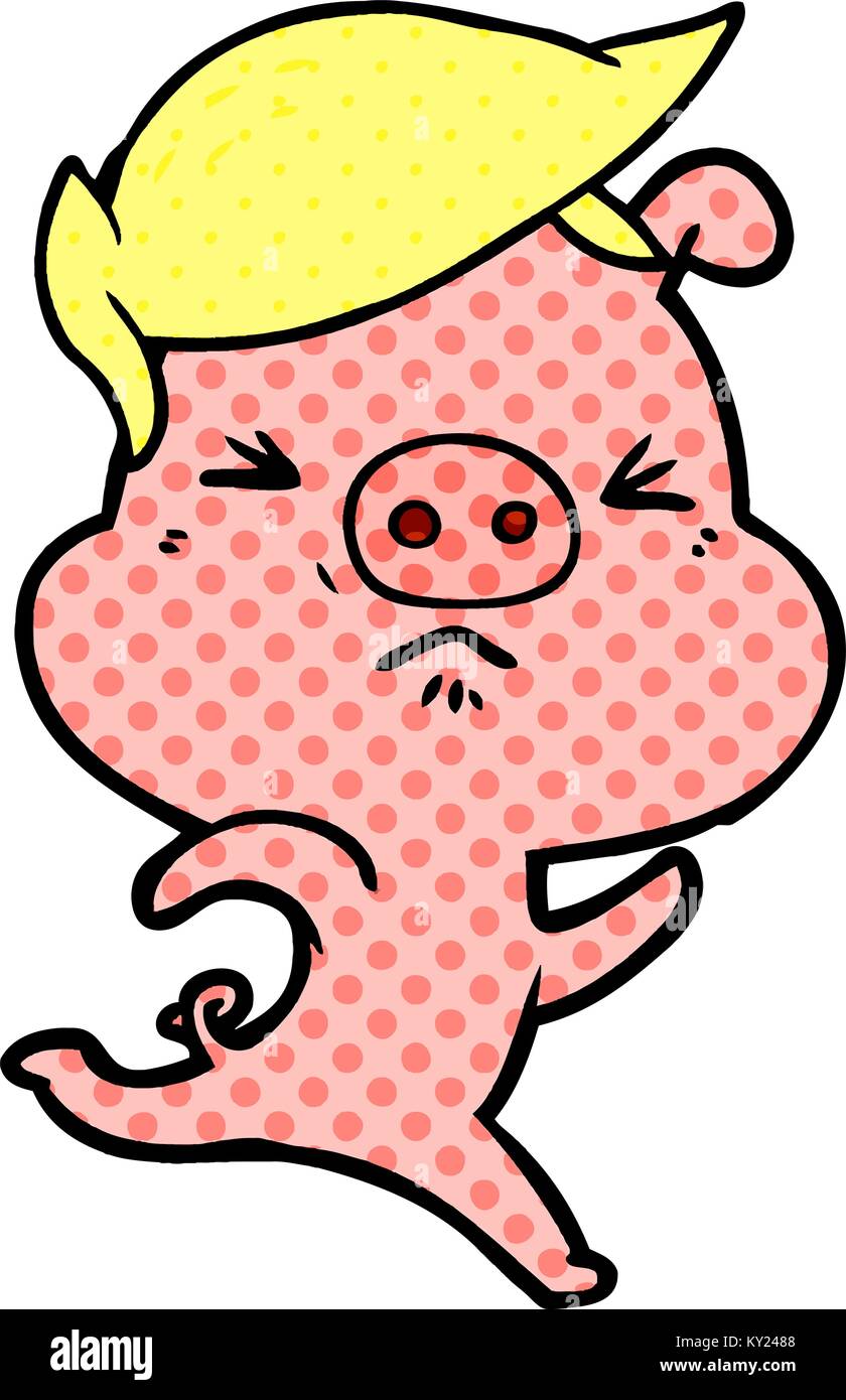 cartoon annoyed pig running Stock Vector Image & Art - Alamy
