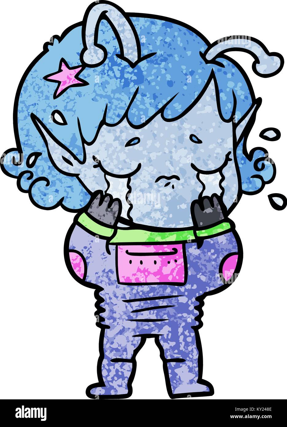 cartoon crying alien girl Stock Vector Image & Art - Alamy