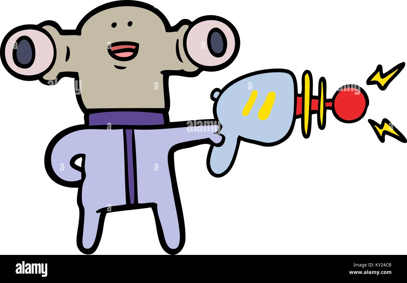 Cartoon Alien With Gun