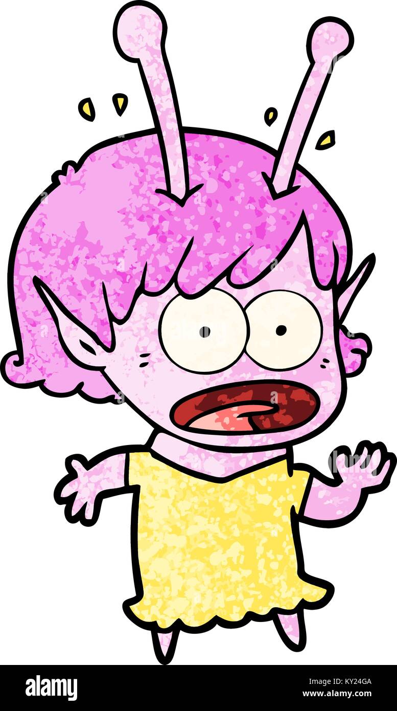 cartoon shocked alien girl Stock Vector Image & Art - Alamy