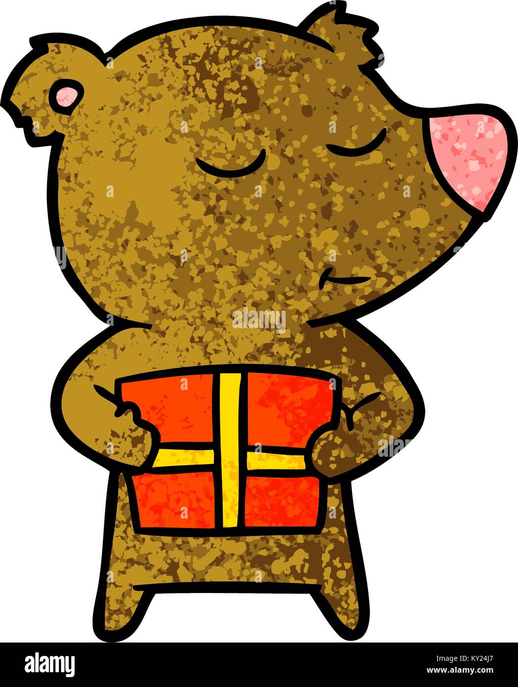 bear cartoon character with present Stock Vector Image & Art - Alamy