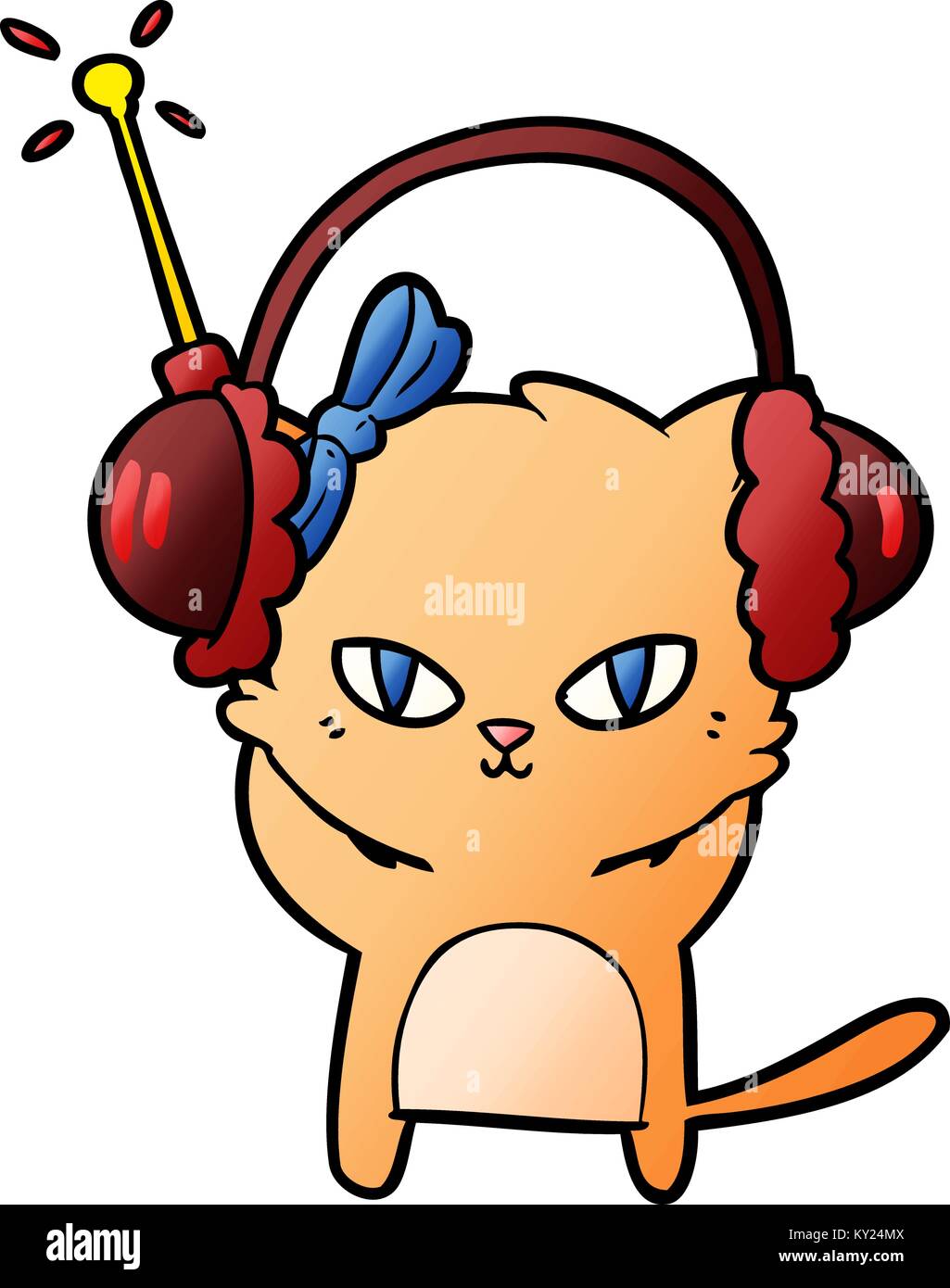 cute cartoon cat with headphones Stock Vector Image & Art - Alamy