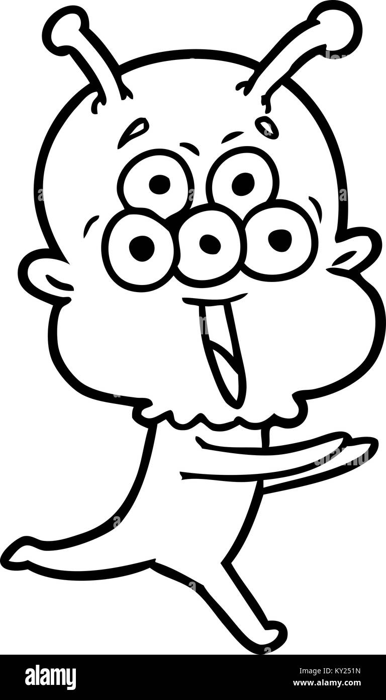 happy cartoon alien running Stock Vector Image & Art - Alamy