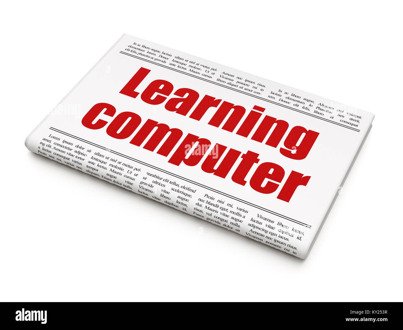 Studying concept: newspaper headline Learning Computer Stock Photo - Alamy