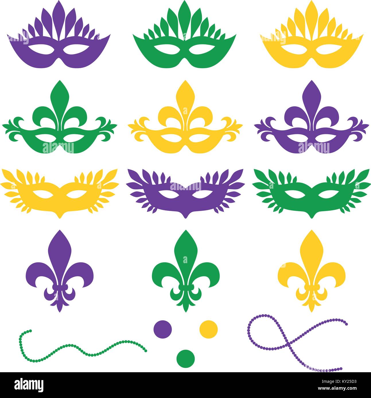 Mardi gras. Set of objects isolated on a white background - masks ...