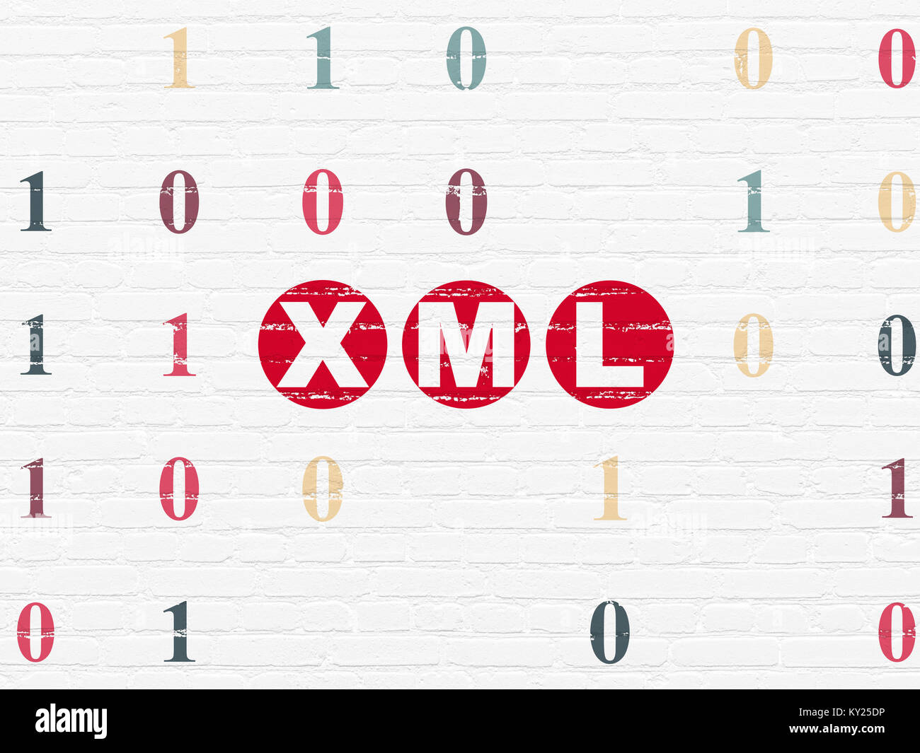 Programming concept: Xml on wall background Stock Photo - Alamy