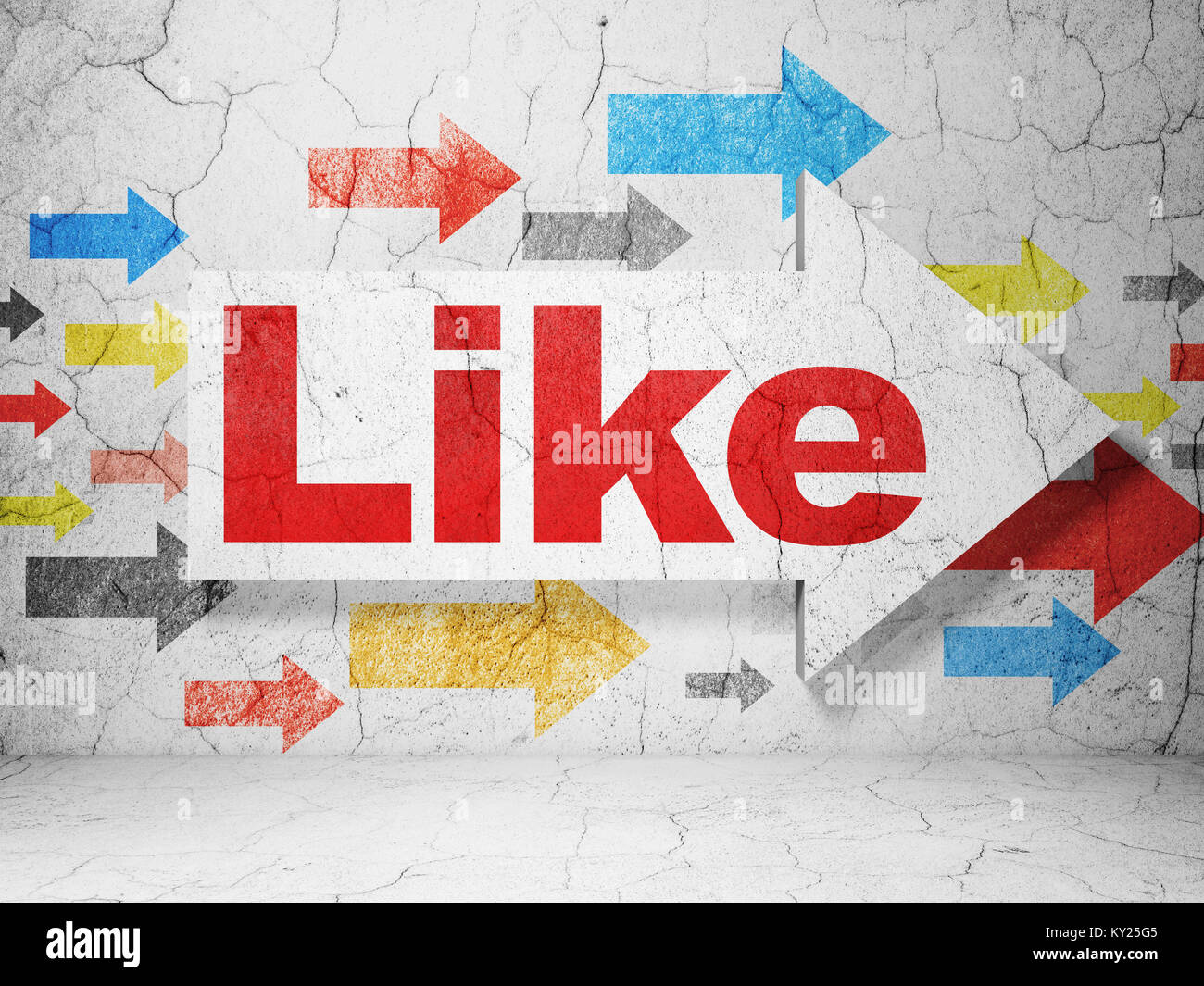 Social network concept: arrow with Like on grunge wall background Stock ...