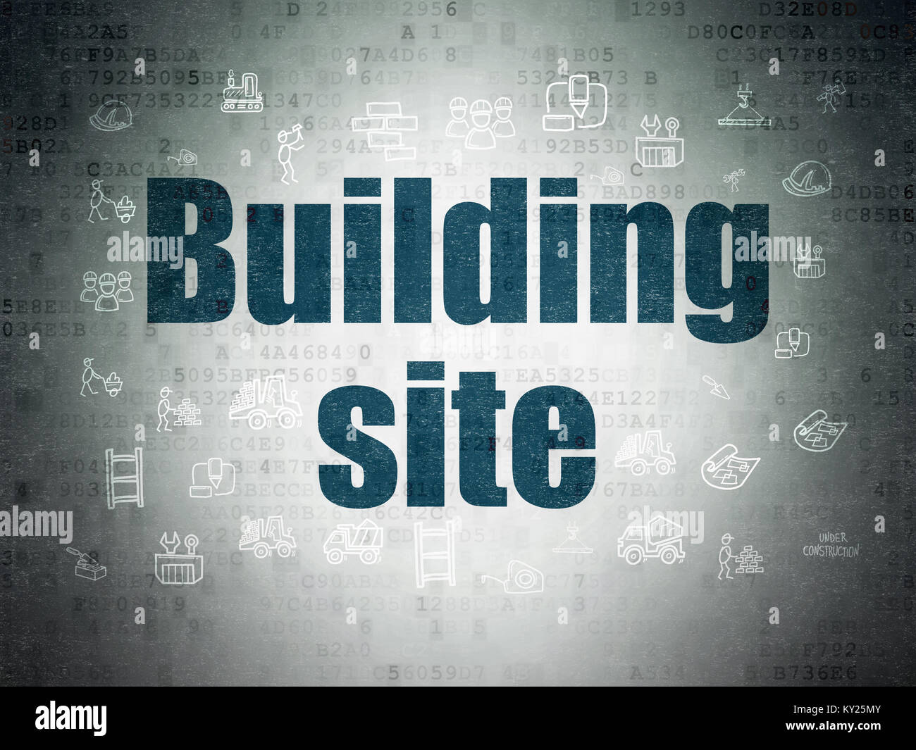 Construction concept: Building Site on Digital Data Paper background ...
