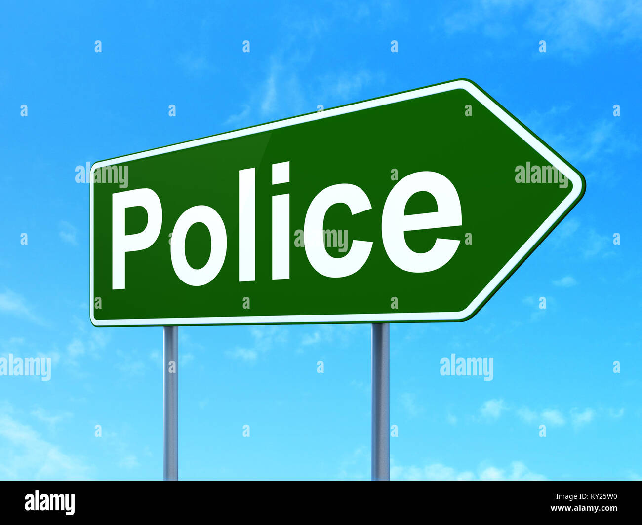 Law concept: Police on road sign background Stock Photo - Alamy