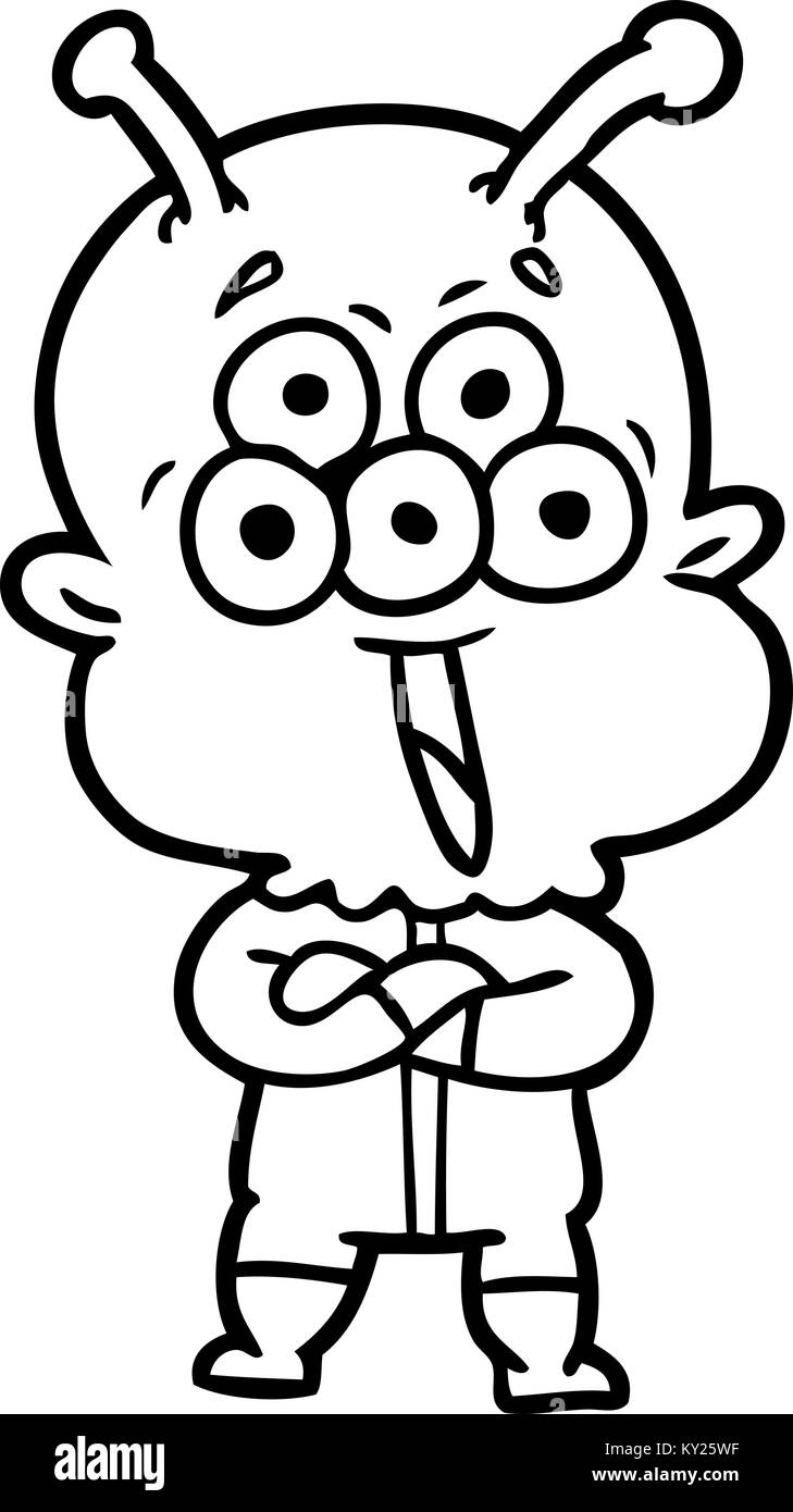 happy cartoon alien Stock Vector Image & Art - Alamy