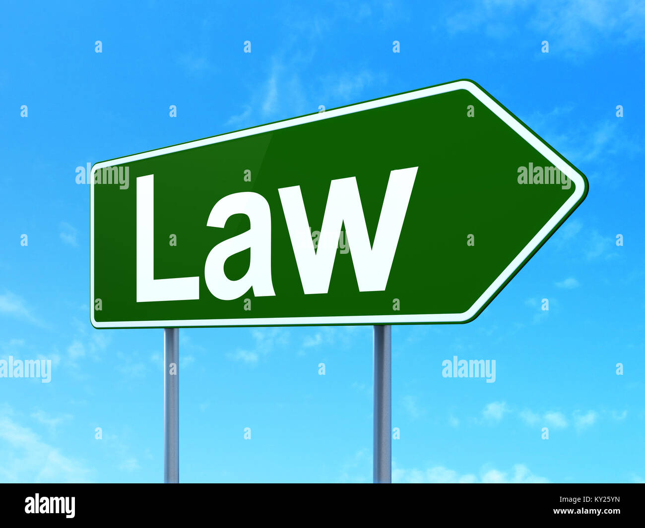 Law concept: Law on road sign background Stock Photo - Alamy