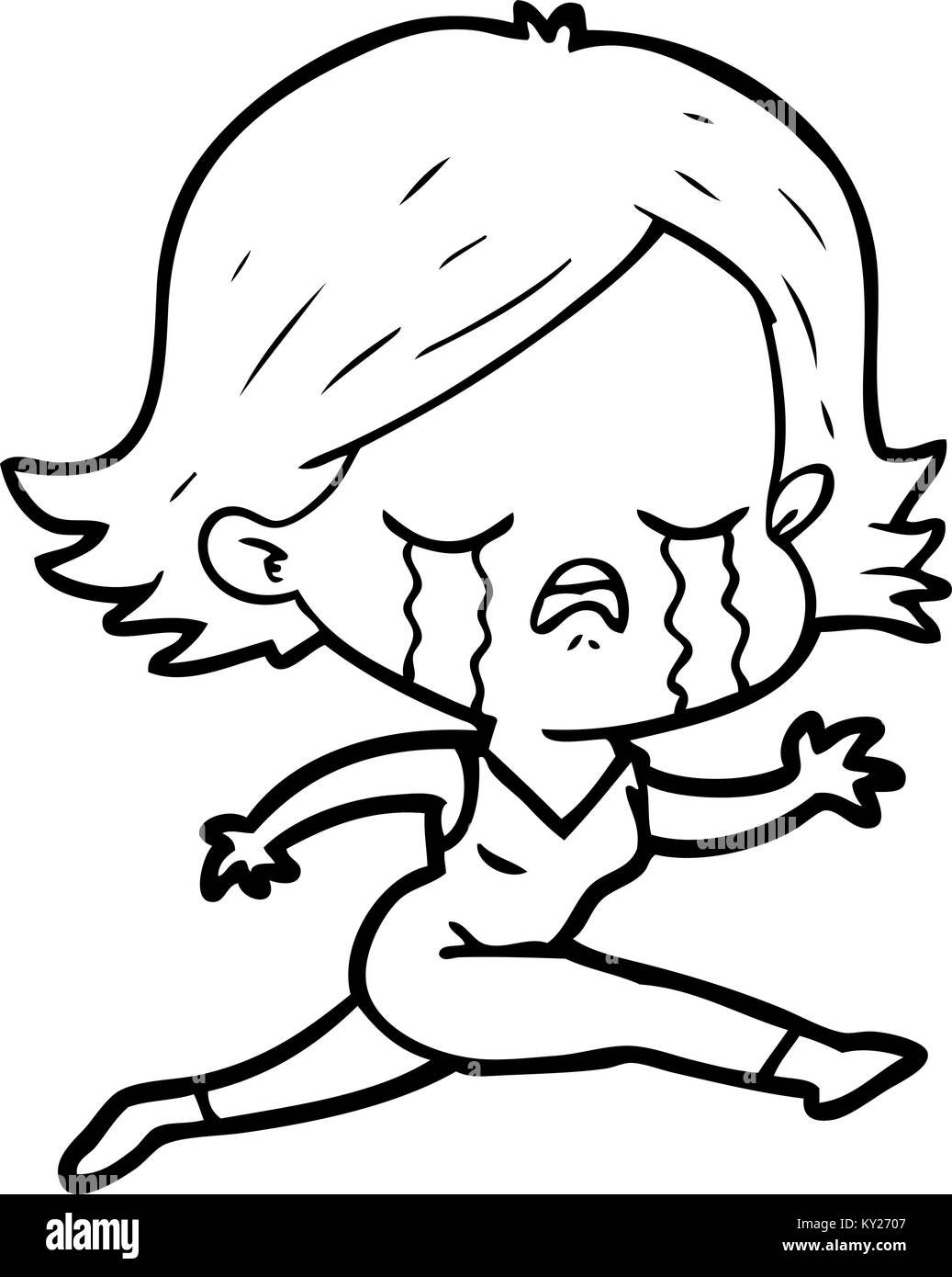 cartoon girl crying whilst running Stock Vector Image & Art - Alamy