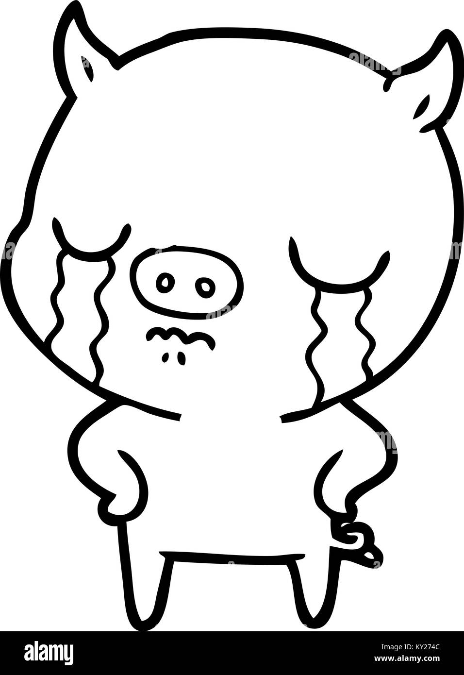 cartoon pig crying with hands on hips Stock Vector Image & Art - Alamy