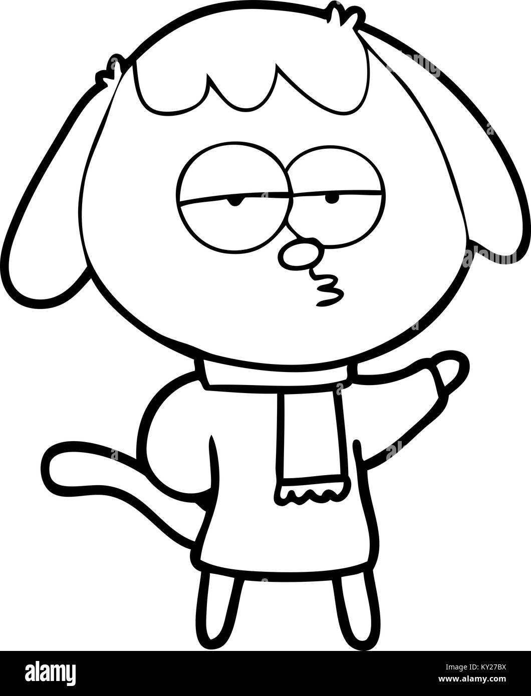 cartoon tired dog wearing winter clothes Stock Vector Image & Art - Alamy