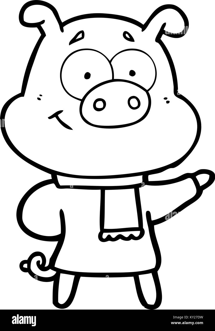 happy cartoon pig wearing warm clothes Stock Vector Image & Art - Alamy