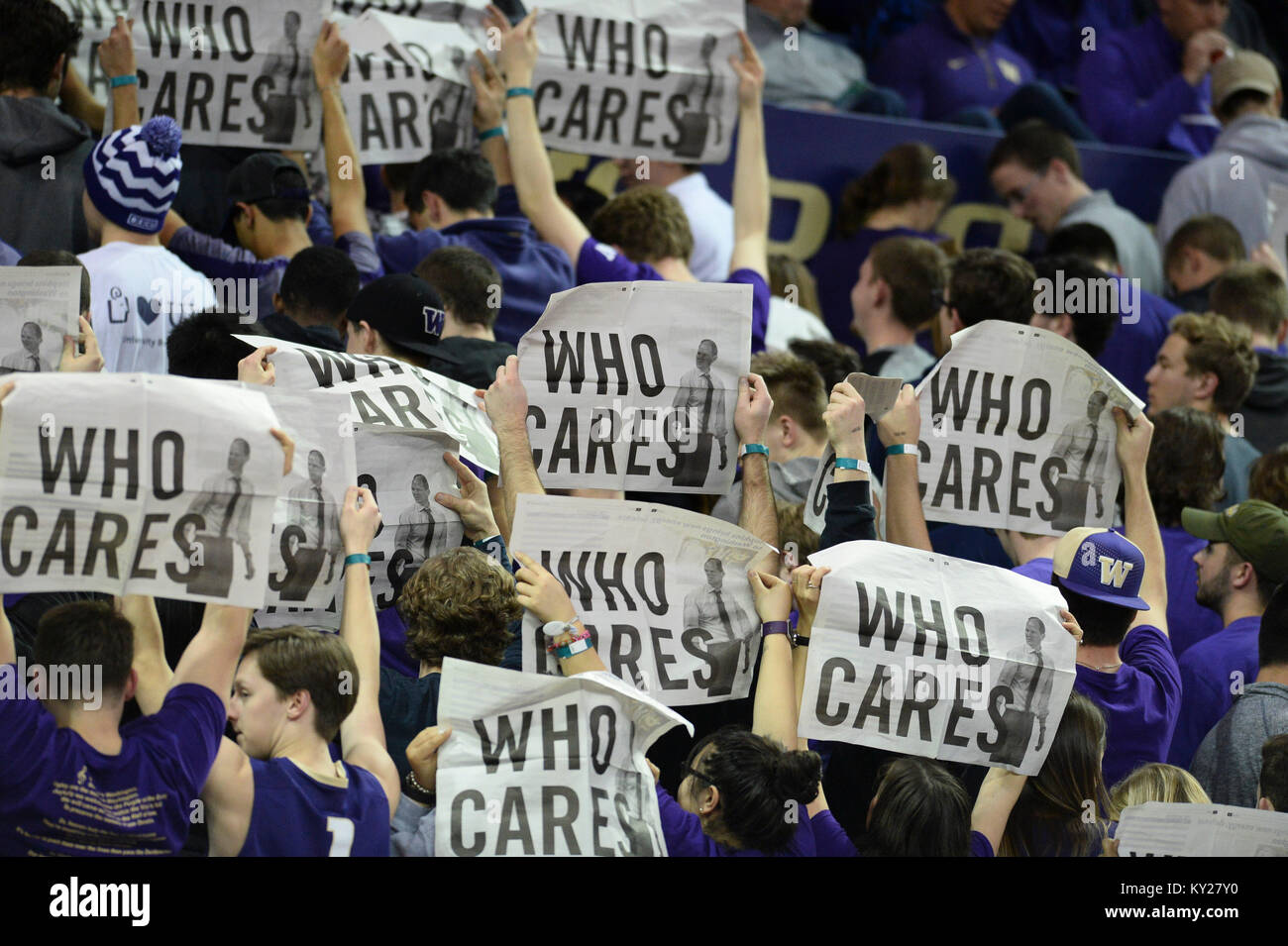 Seattle, WA, USA. 11th Jan, 2018. The UW student section show their ...