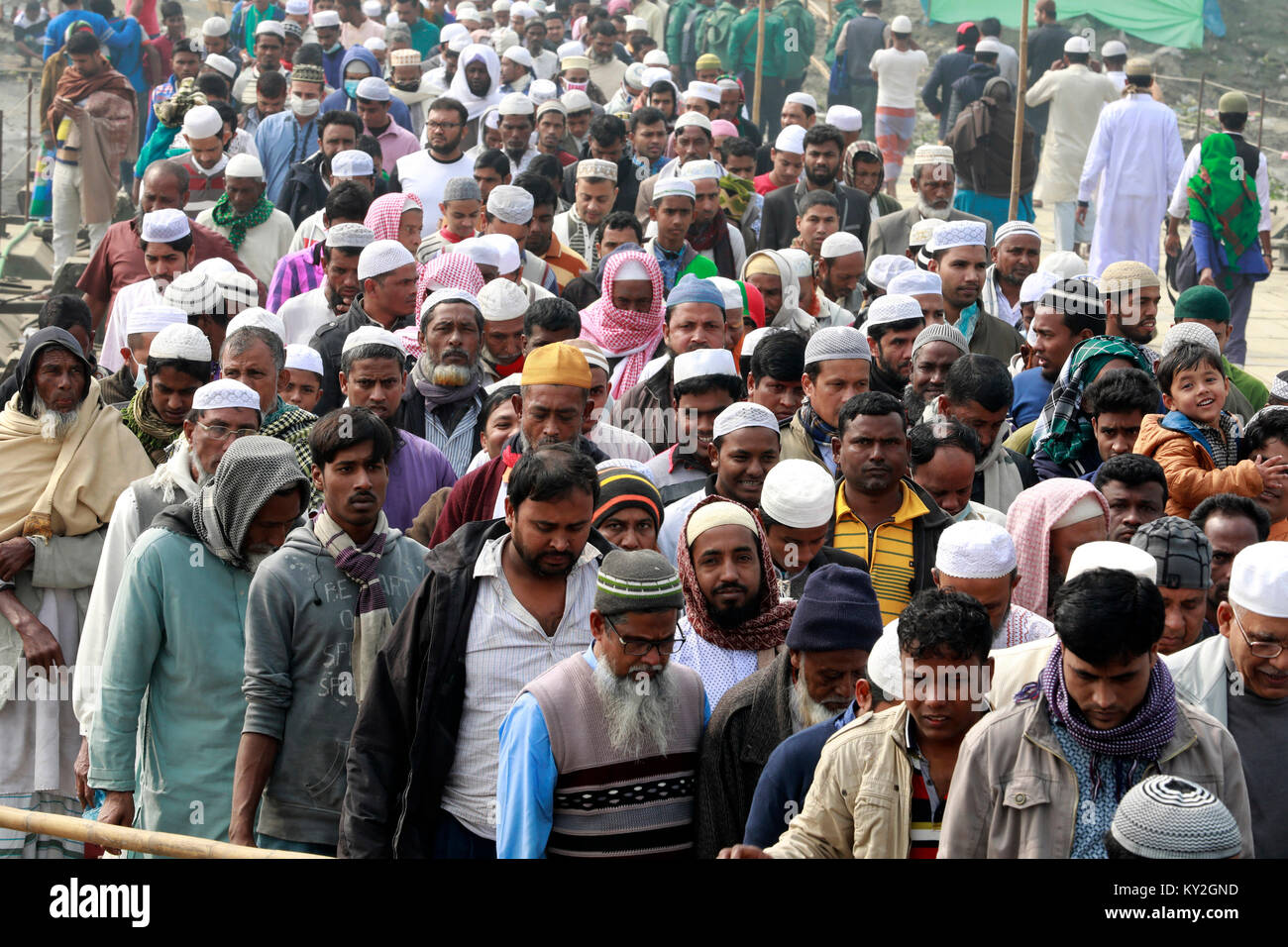 DHAKA, BANGLADESH - JANUARY 12, 2018: The first phase of Bishwa Ijtema ...