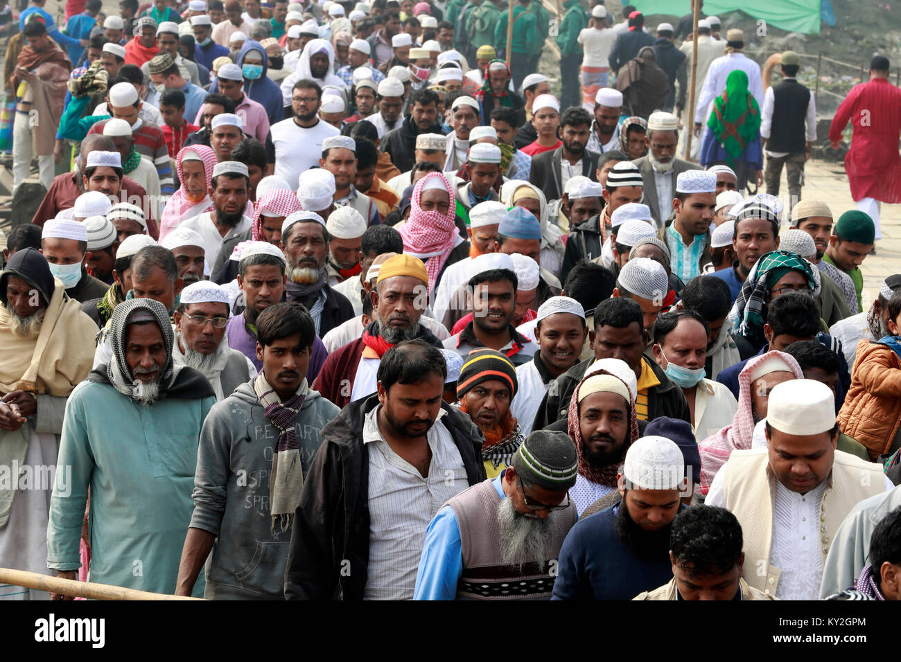 DHAKA, BANGLADESH - JANUARY 12, 2018: The first phase of Bishwa Ijtema ...