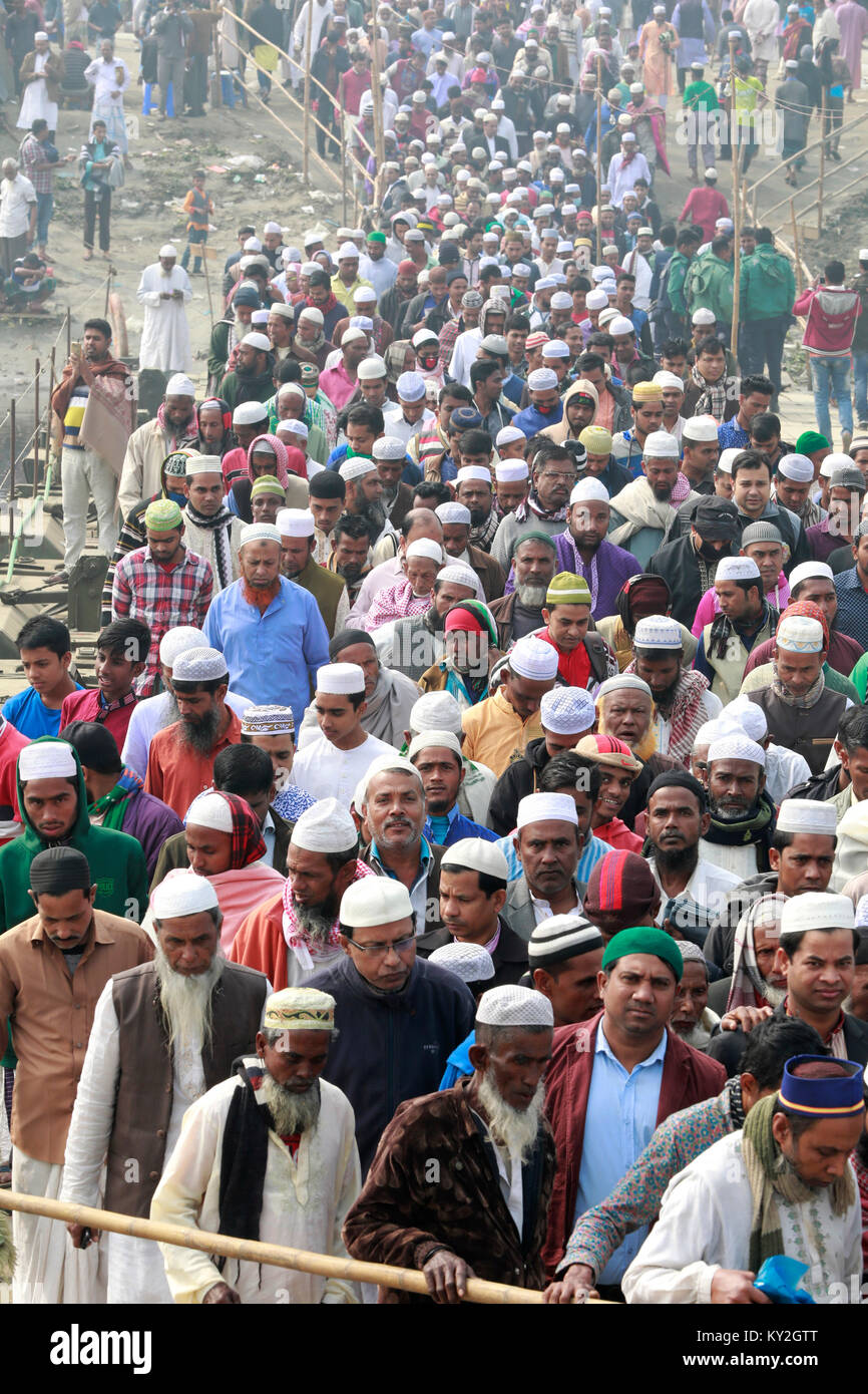DHAKA, BANGLADESH - JANUARY 12, 2018: The first phase of Bishwa Ijtema ...
