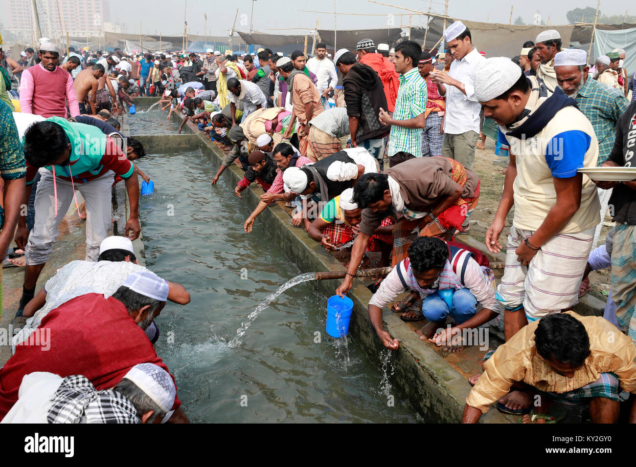 DHAKA, BANGLADESH - JANUARY 12, 2018: The first phase of Bishwa Ijtema ...