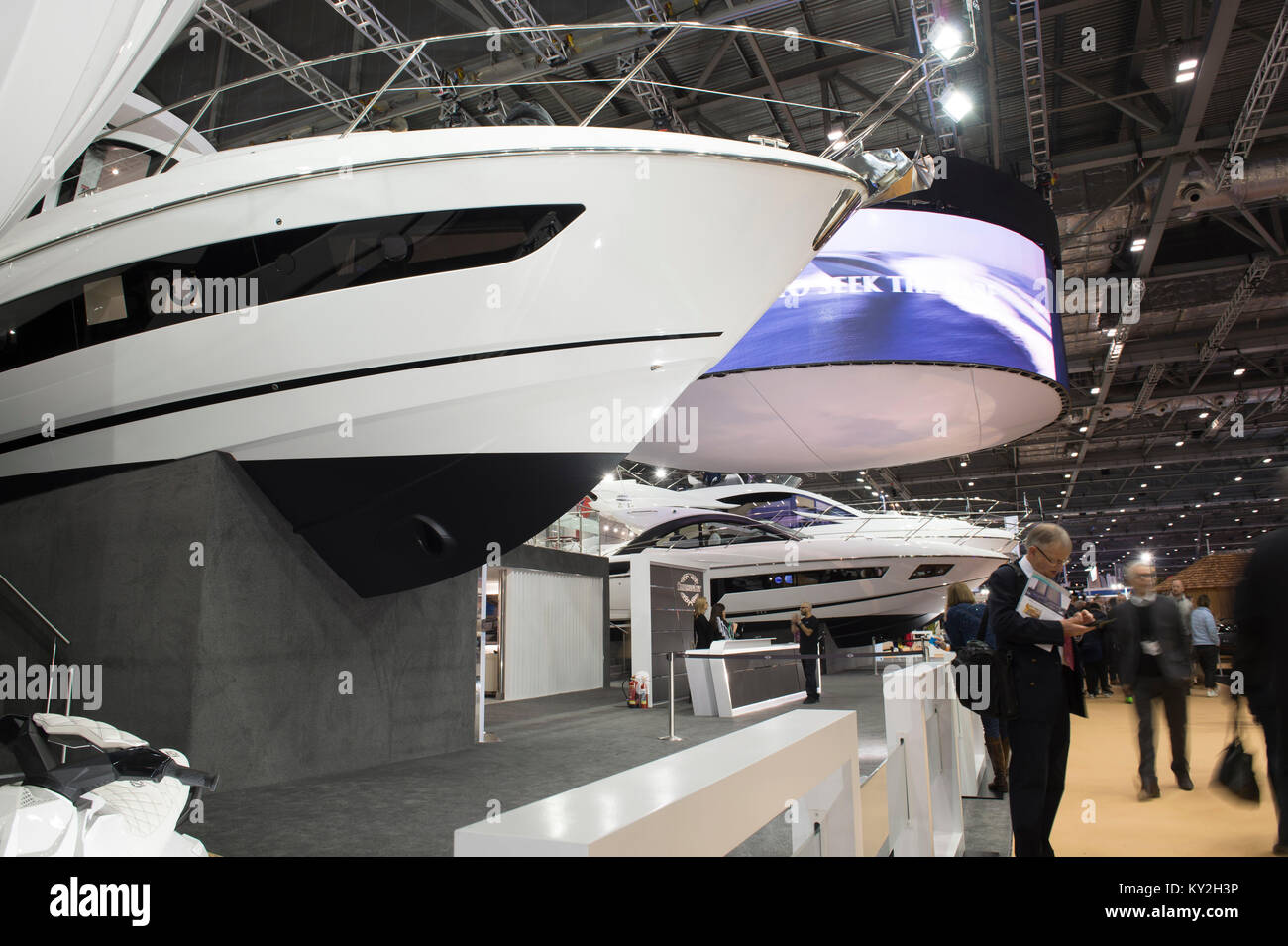 ExCel, London, UK. 12 January, 2018. The five day London Boat Show sees ...