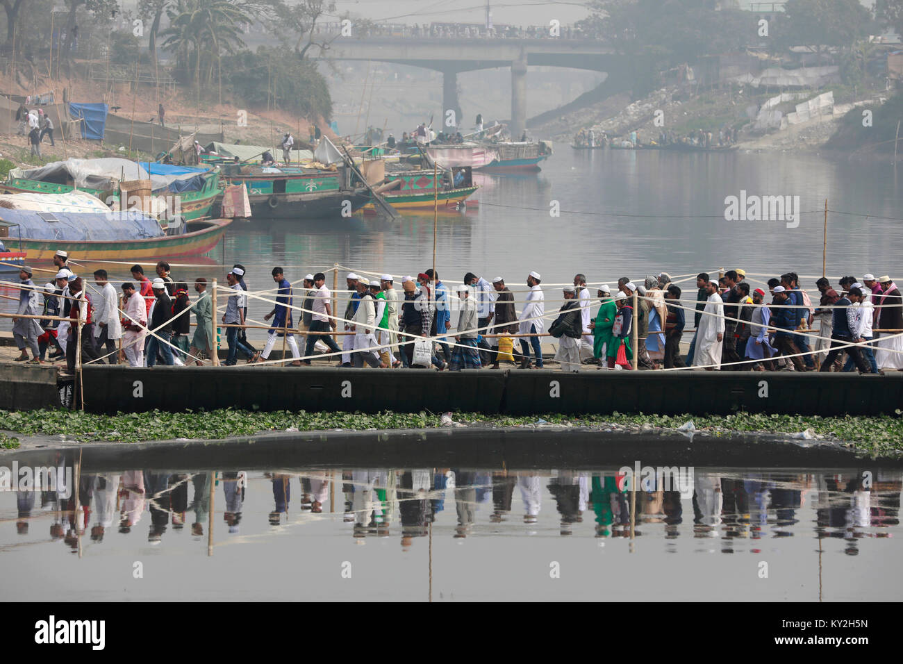 DHAKA, BANGLADESH - JANUARY 12, 2018: The first phase of Bishwa Ijtema ...