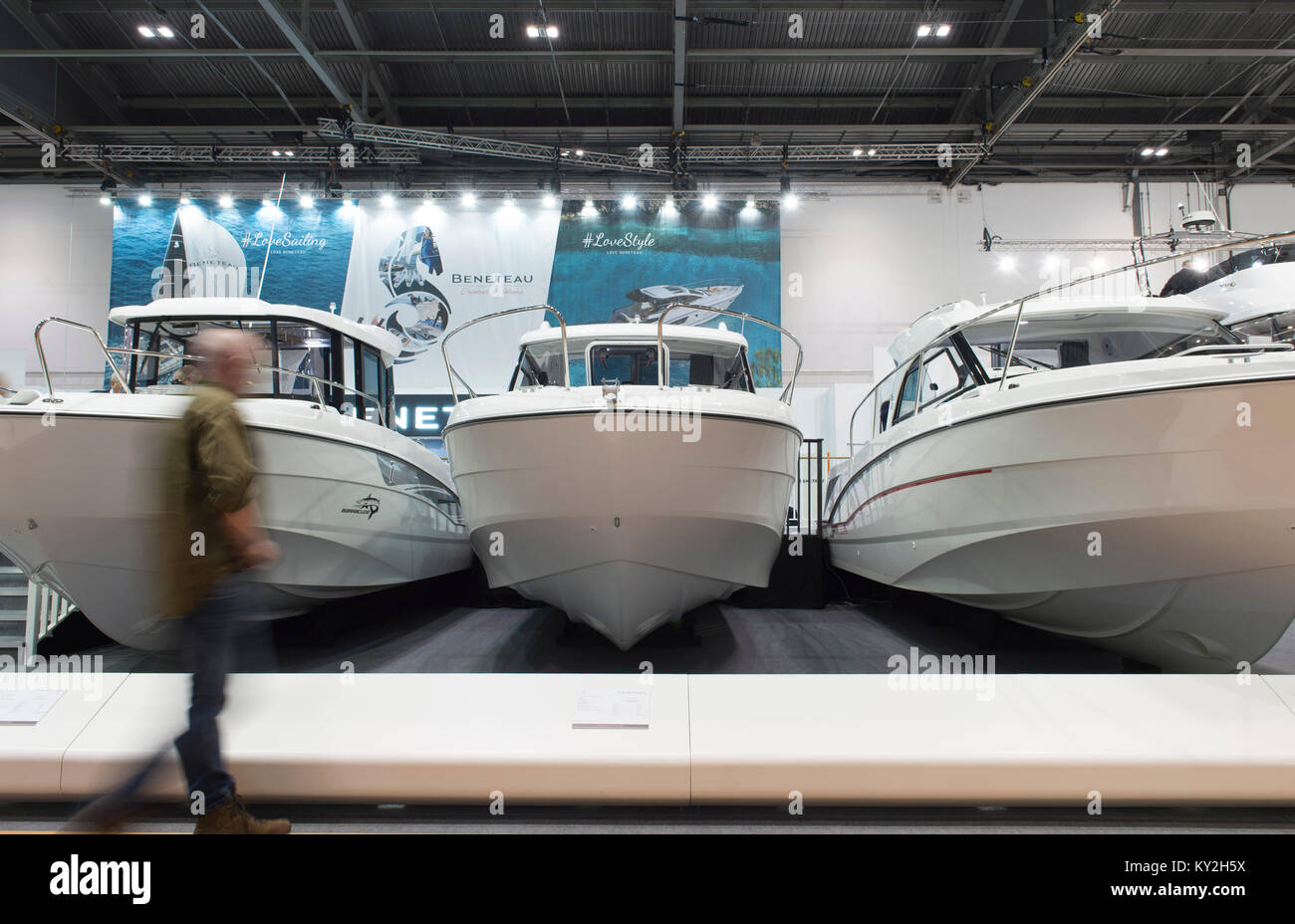 ExCel, London, UK. 12 January, 2018. The five day London Boat Show sees ...