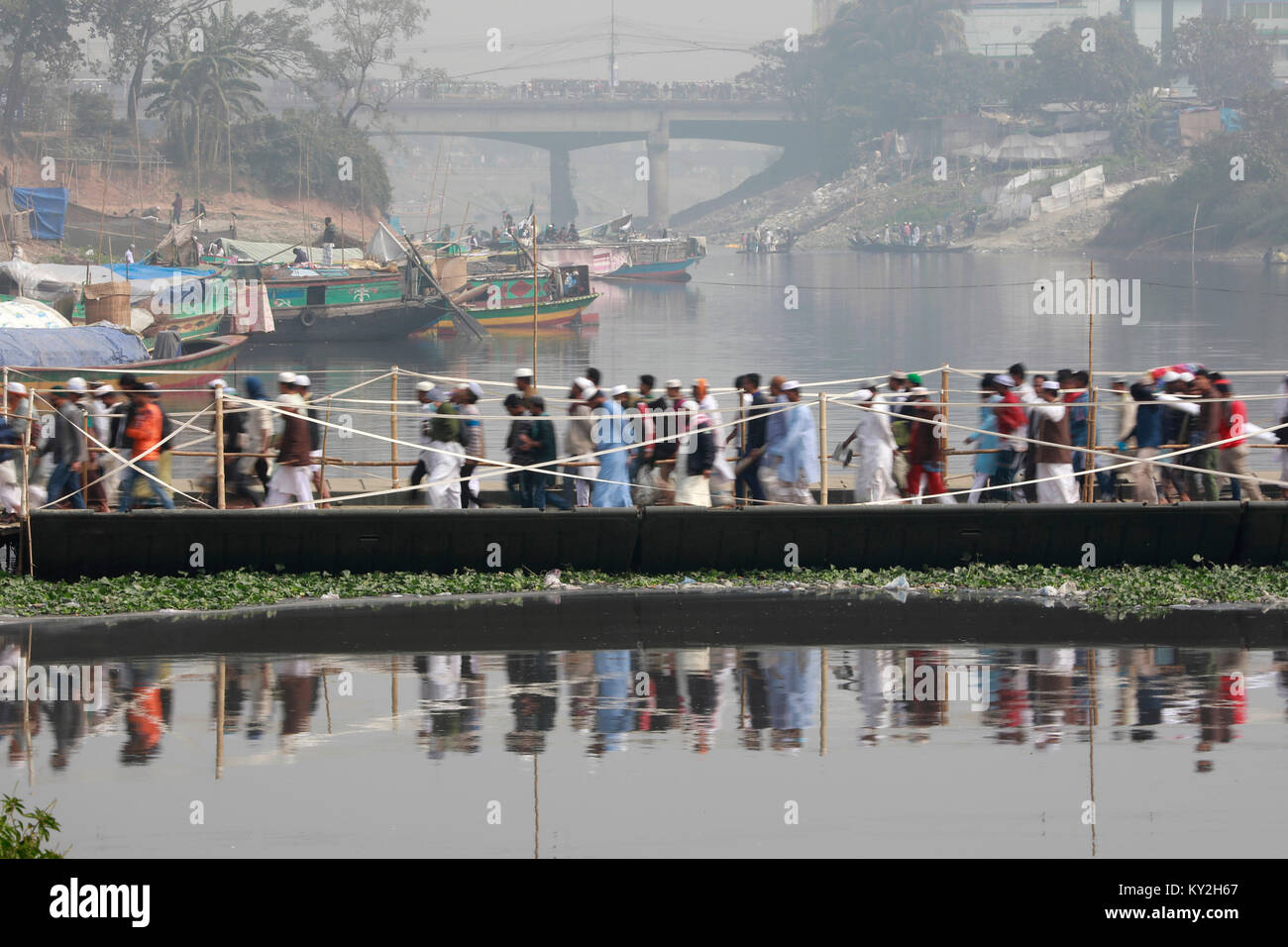 DHAKA, BANGLADESH - JANUARY 12, 2018: The first phase of Bishwa Ijtema ...