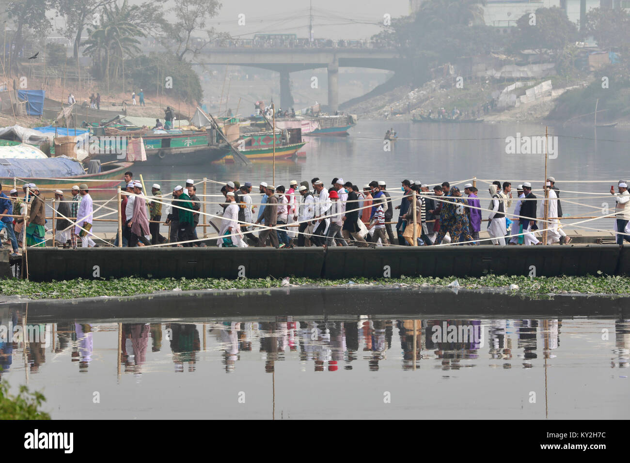 DHAKA, BANGLADESH - JANUARY 12, 2018: The first phase of Bishwa Ijtema ...