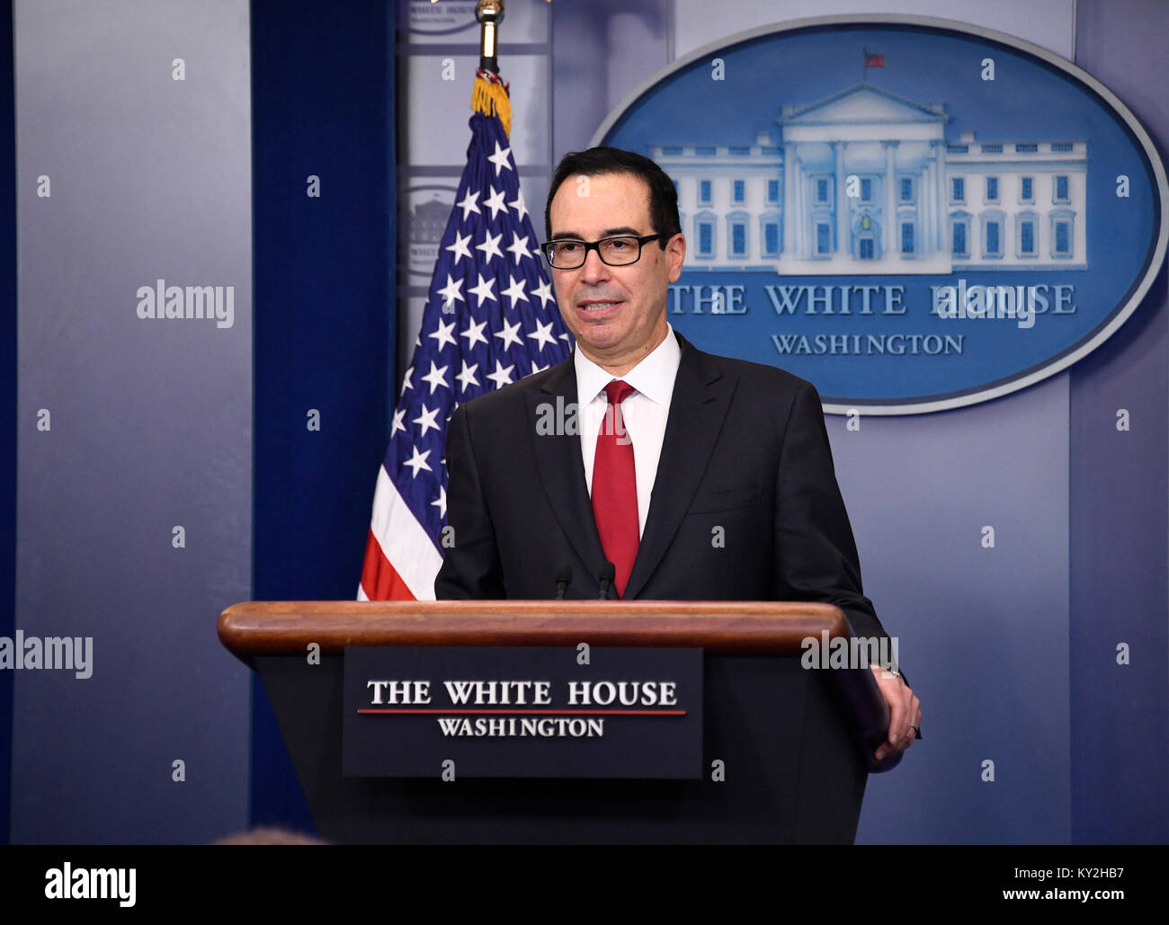 United States Secretary of the Treasury Steven Mnuchin talks about the ...