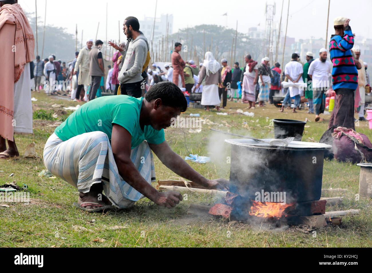 DHAKA, BANGLADESH - JANUARY 12, 2018: The first phase of Bishwa Ijtema ...