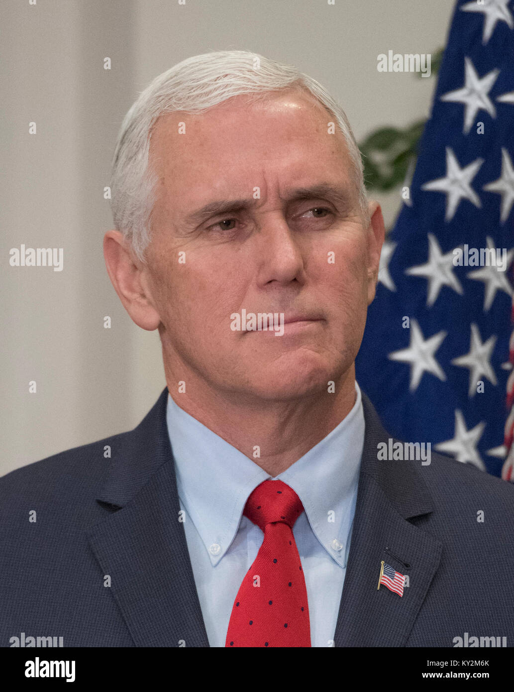 United States Vice President Mike Pence looks on prior to US President ...