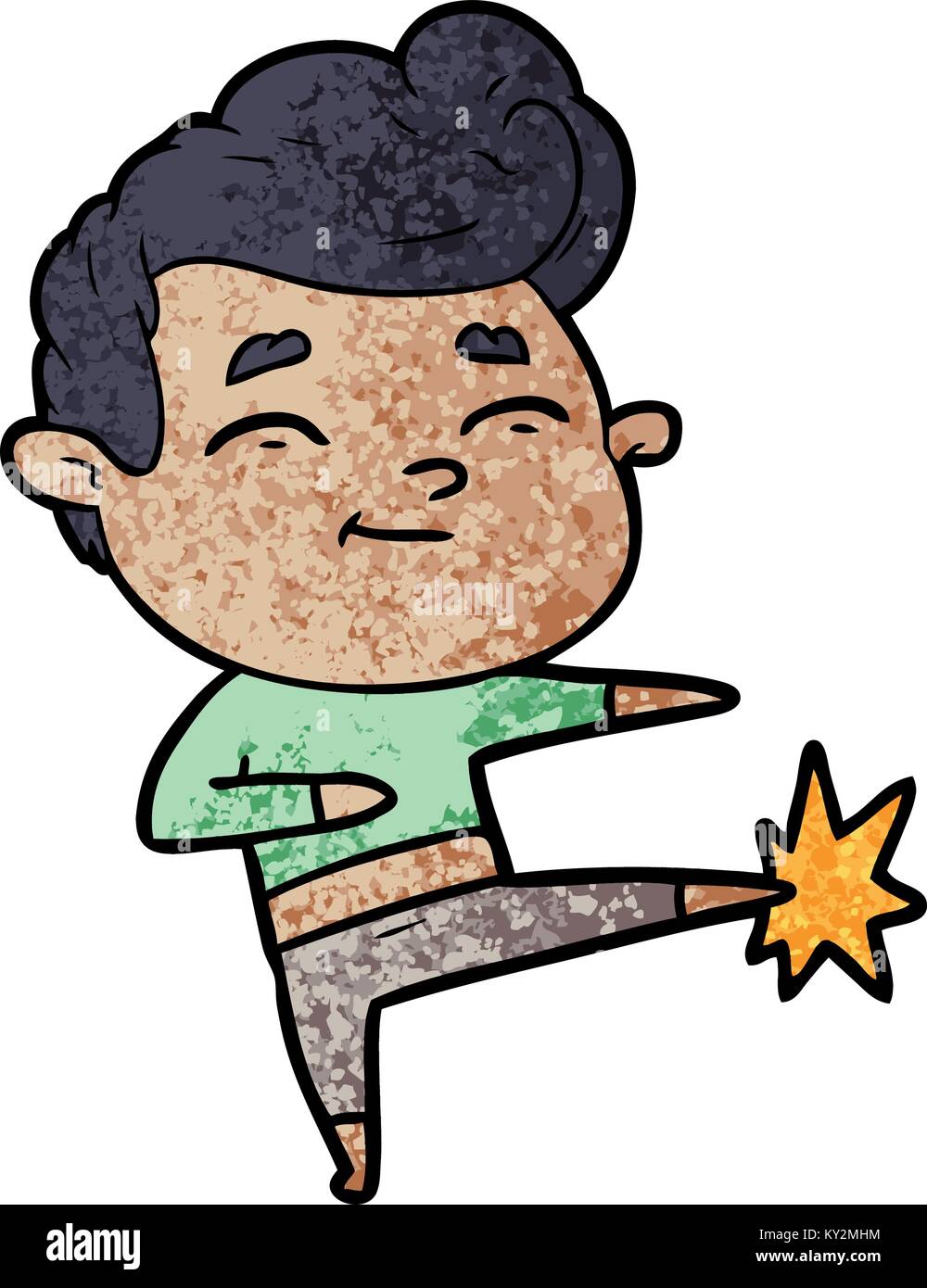 happy cartoon man kicking Stock Vector Image & Art - Alamy