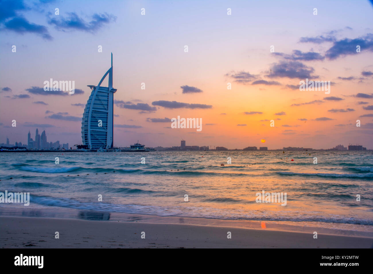 Burj Al Arab Sunset - Evening Shot from Umm Suqeim beach - Dubai Stock ...