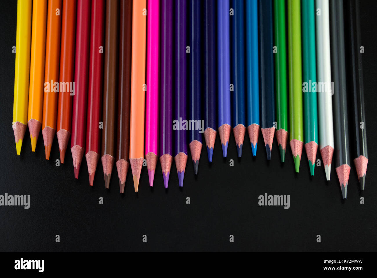 Colorful Pencil Top View Stock Photo - Alamy