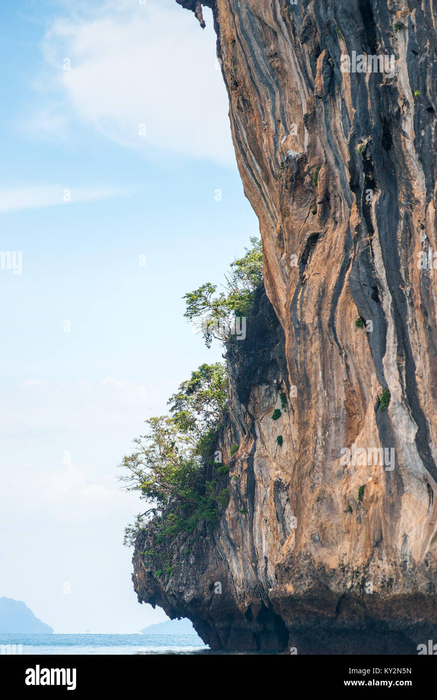 surface and texture of a vertical cliff in Thailand, close-up Stock ...