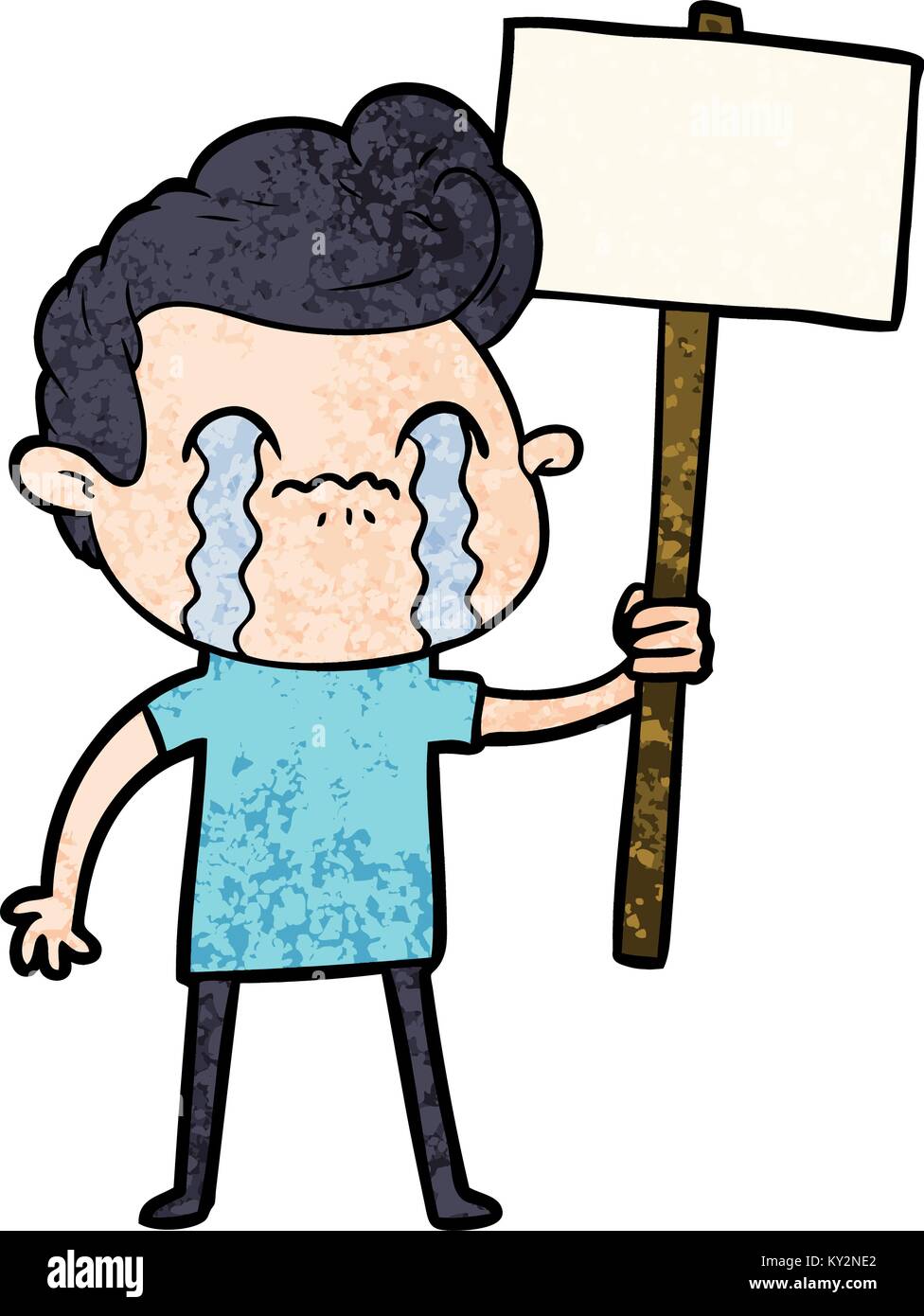 cartoon man crying holding sign Stock Vector Image & Art - Alamy
