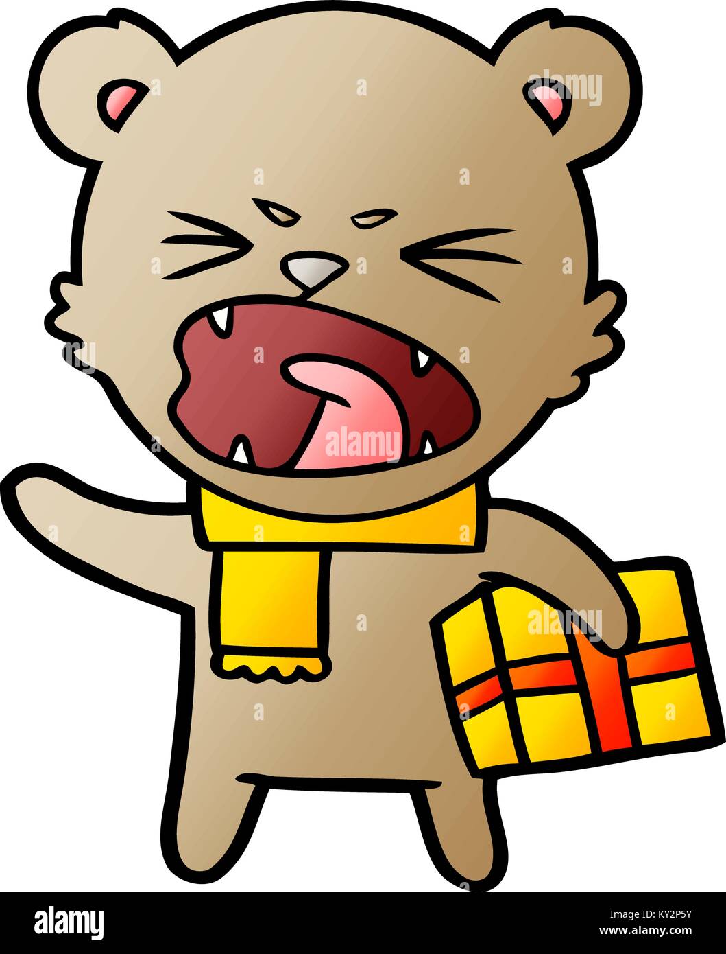 bear cartoon character with present Stock Vector Image & Art - Alamy