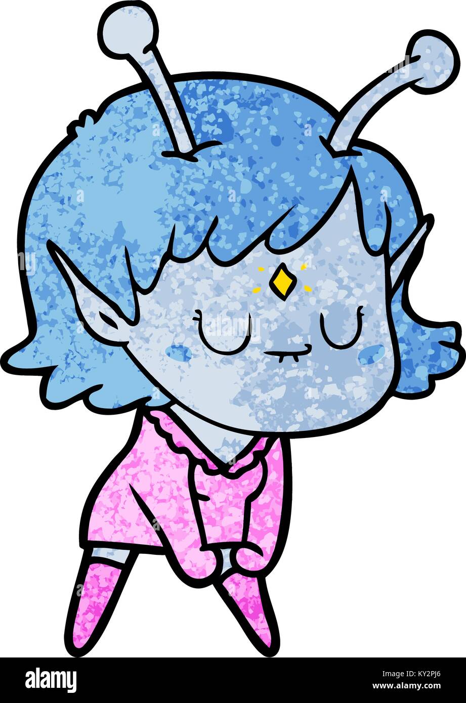 cartoon alien girl doing muscle pose Stock Vector Image & Art - Alamy