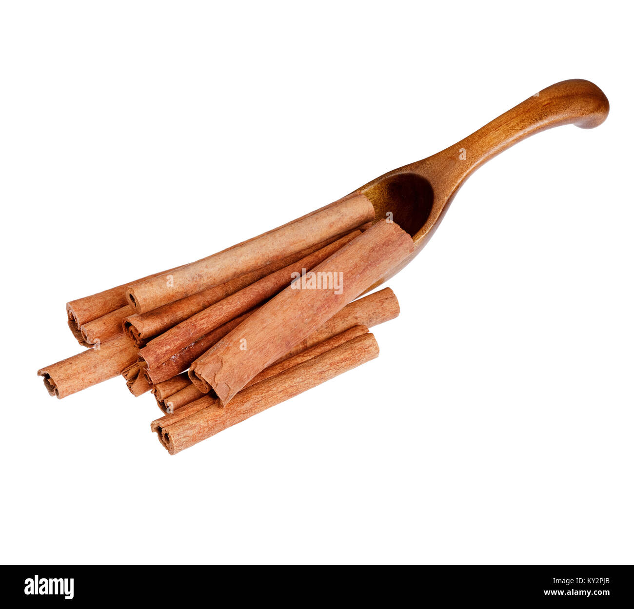 Cinnamon in the wooden spoon, isolated on white background Stock Photo ...