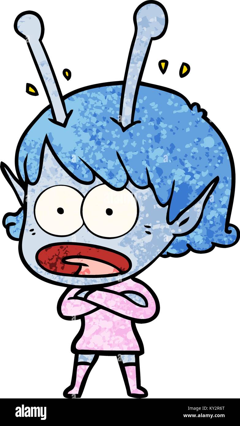 cartoon shocked alien girl Stock Vector Image & Art - Alamy