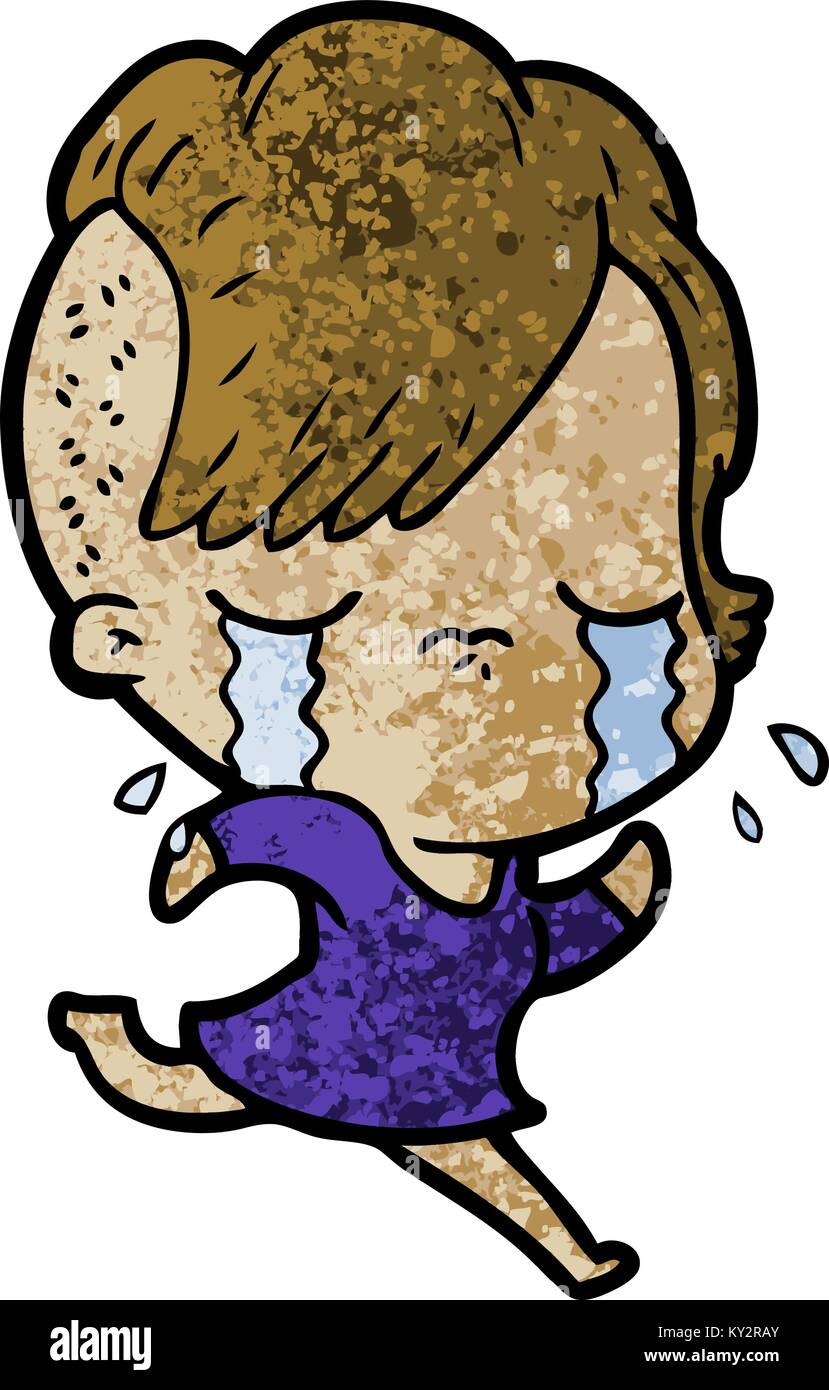cartoon crying girl running away Stock Vector Image & Art - Alamy