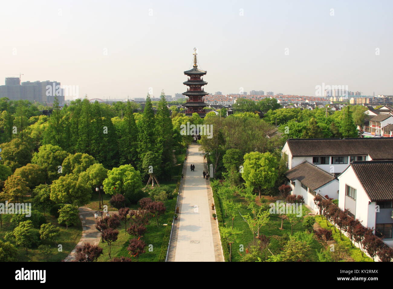 Garden and the landmark temple. Travel in Suzhou City, China in 2009 ...
