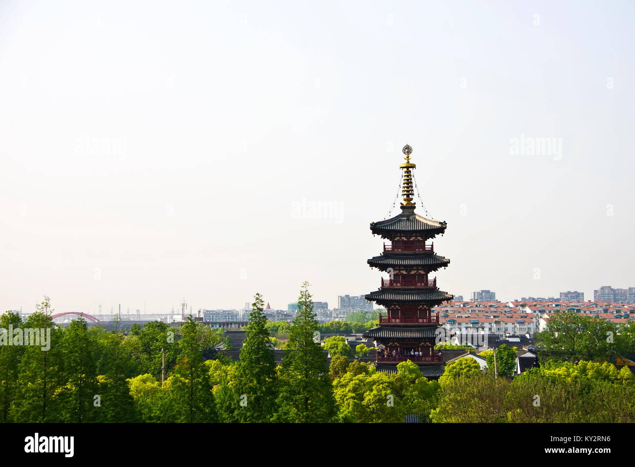 Garden and the landmark temple. Travel in Suzhou City, China in 2009 ...